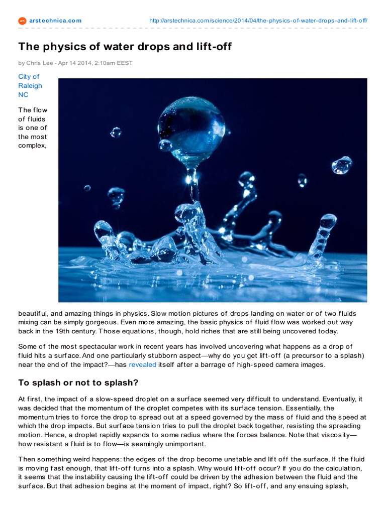 The Physics of Water Drops and Lift-Off | PDF | Light | Drop (Liquid)