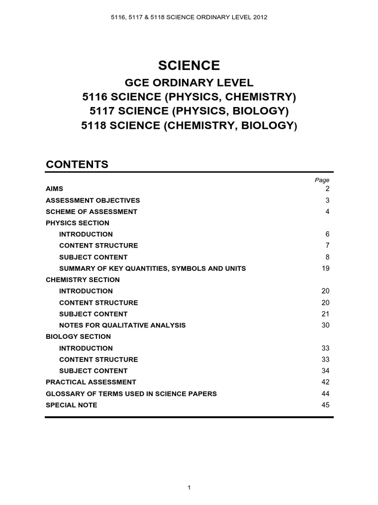 ZIMSEC O Level Combined Science Syllabus | PDF | Force | Waves