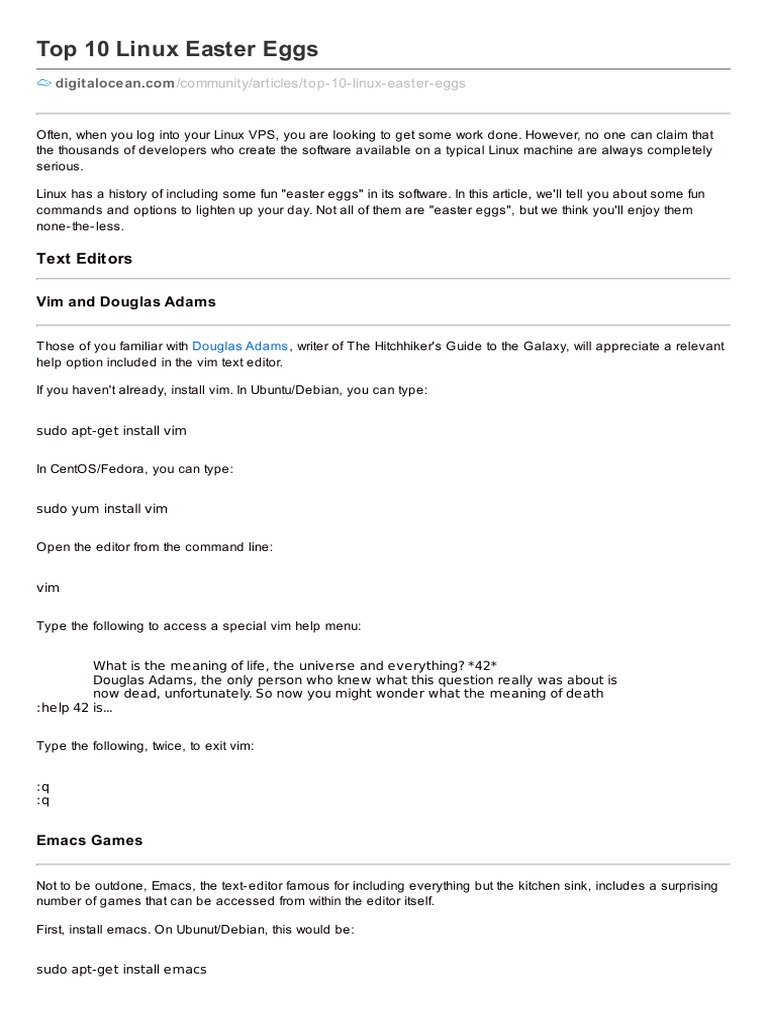 Top 10 Linux Easter Eggs | PDF | Software | Unix Software
