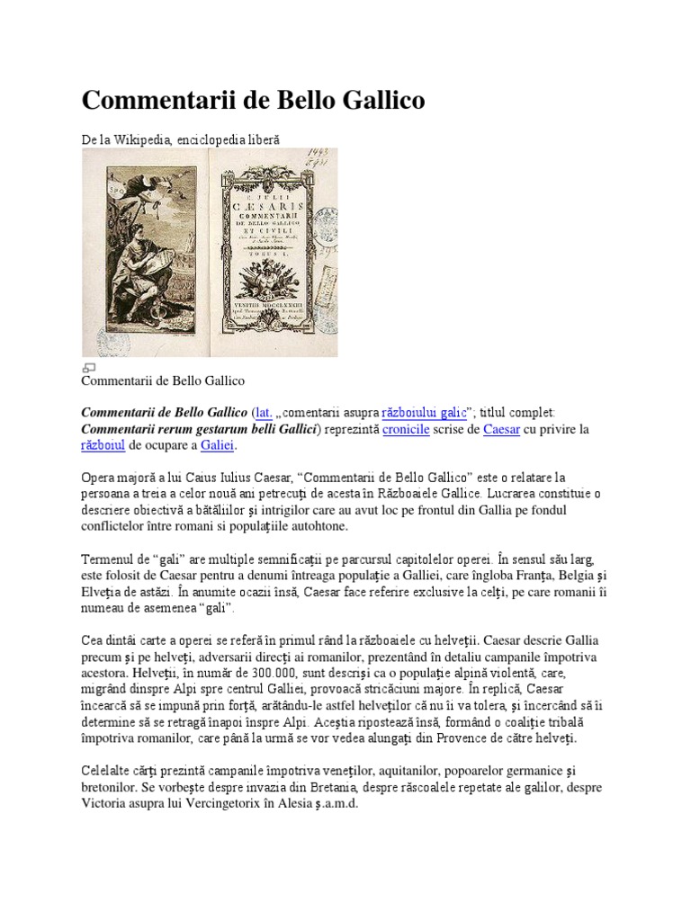 Commentarii de Bello Gallico | PDF
