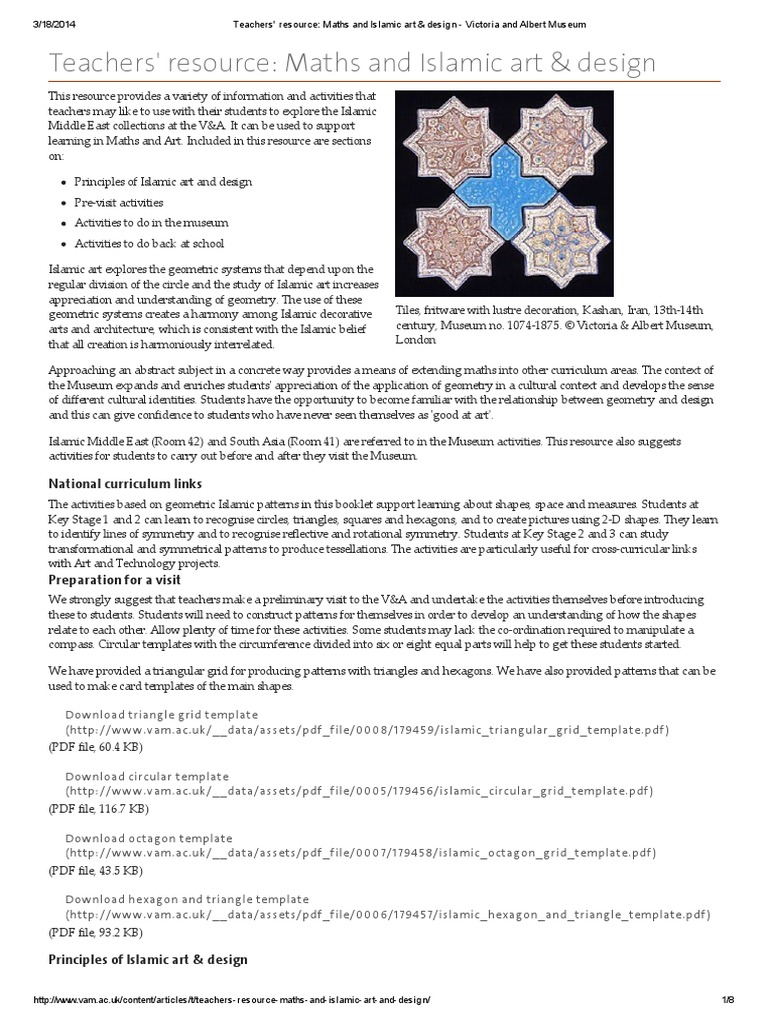Teachers' Resource - Maths and Islamic Art & Design | PDF | Triangle | Tile