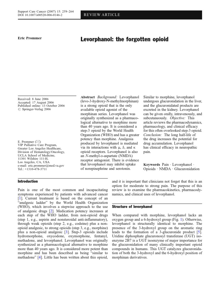 Levorphanol - The Forgotten Opioid PDF | PDF | Opioid | Morphine