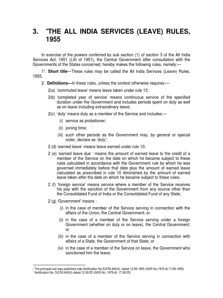 The All India Services (Leave) Rules | PDF | Debits And Credits ...