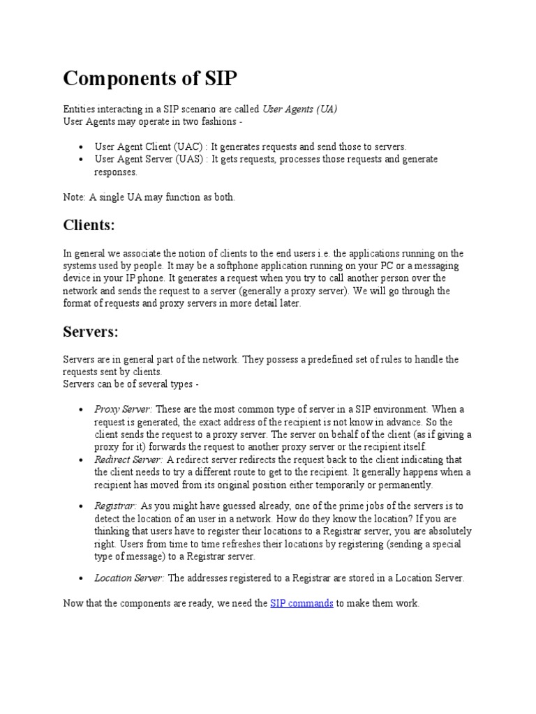 Components of SIP | PDF