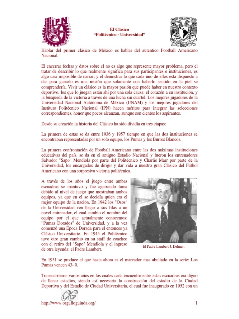 Clasico Ipn Unam Pdf Deportes Organizaciones Deportivas
