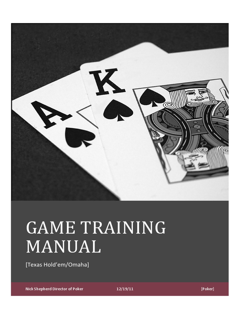Poker Training Manual | PDF | Betting In Poker | Texas Hold 'Em