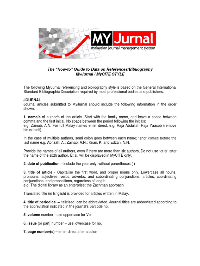 MyCITE Journal - Referencing Style | PDF | Letter Case | Grammar