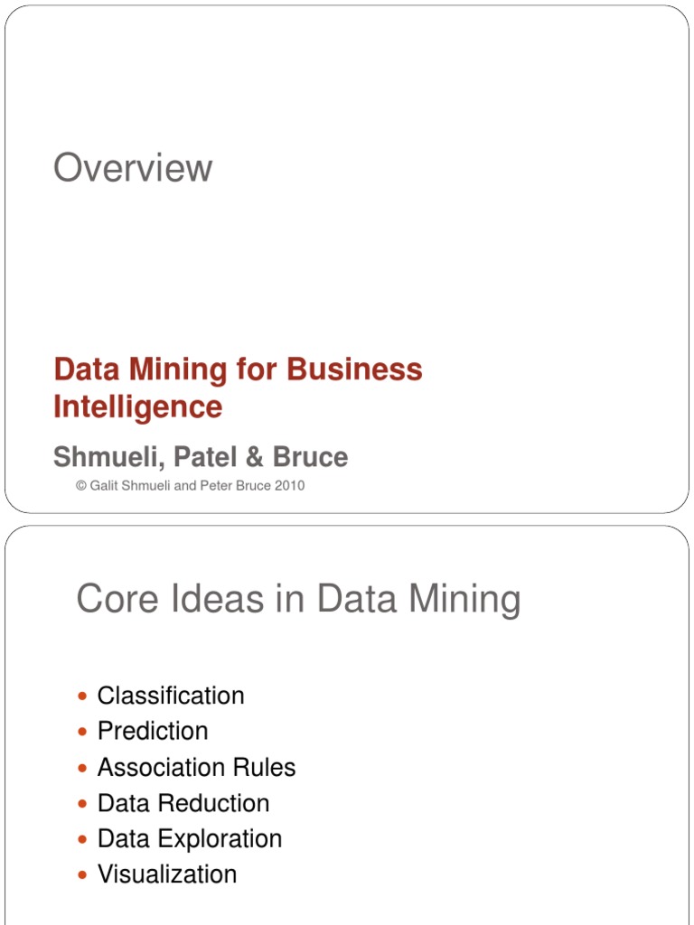 Data Mining For Business Intelligence: Shmueli, Patel & Bruce | PDF | Outlier | Statistical ...