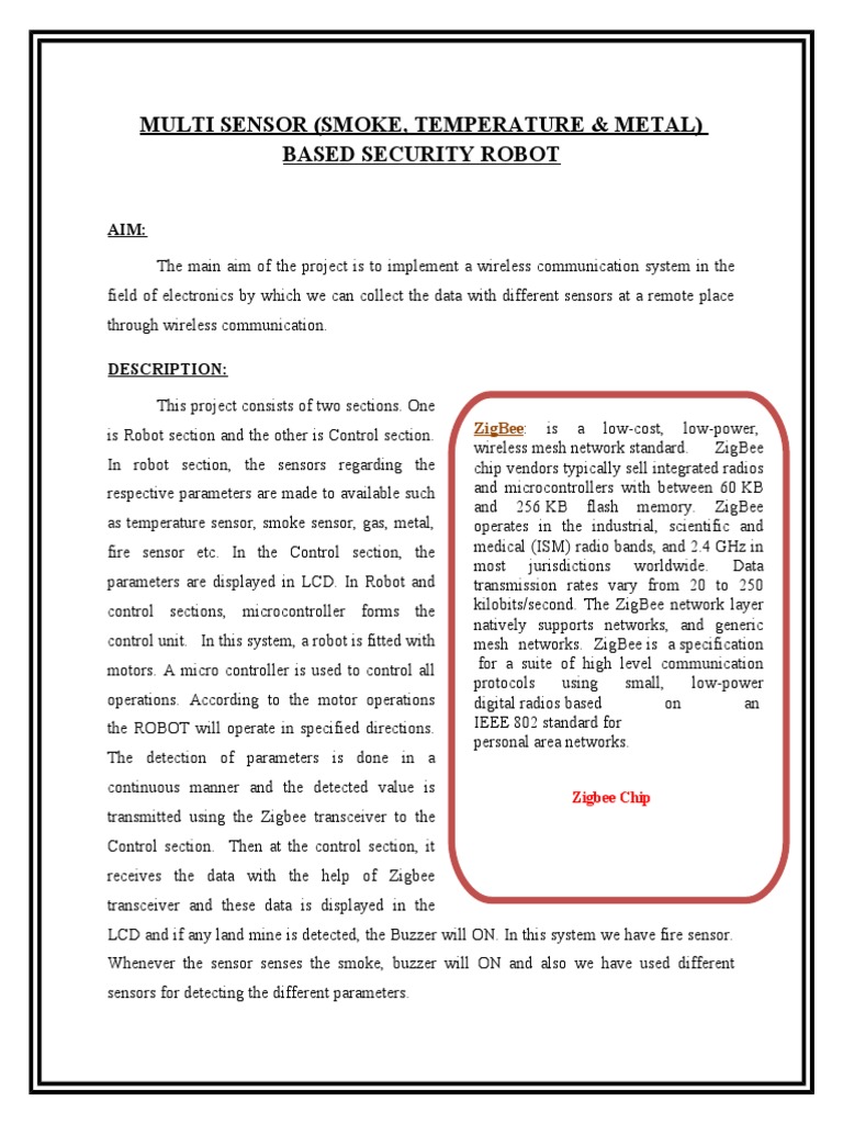 1.multi Sensor-Smoke, Temperature and Metal Based Security Robot Using ...