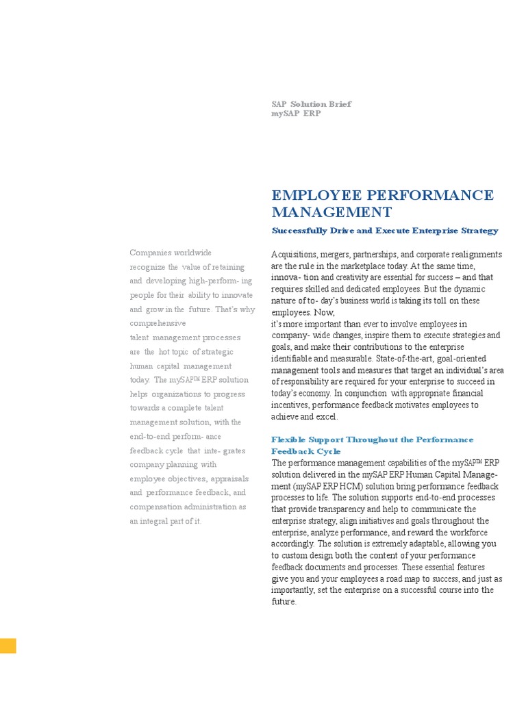 Employee Performance Management: SAP Solution Brief Mysap Erp | PDF ...