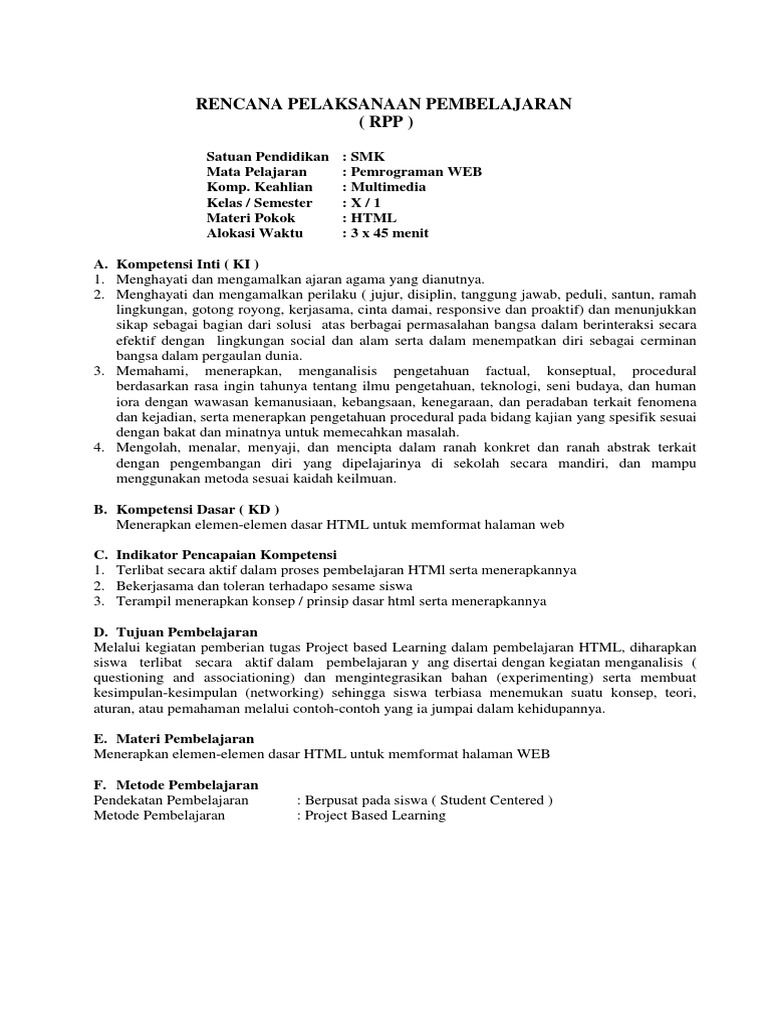 RPP Pemrograman WEB | PDF | Komputer