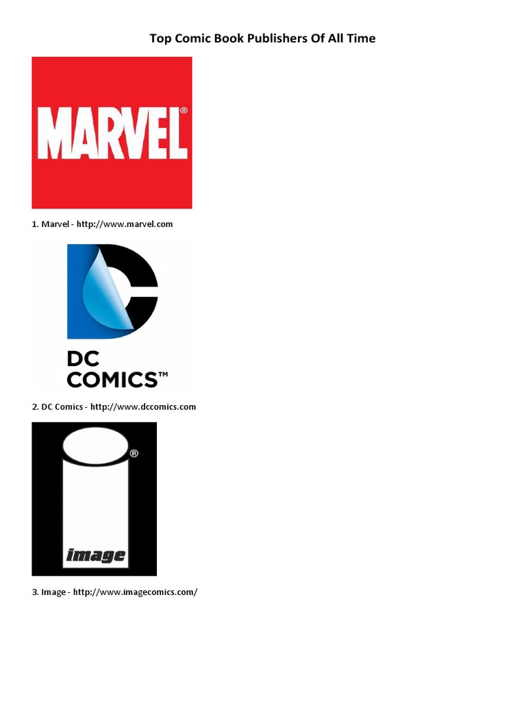 Top Comic Book Publishers of All Time | PDF