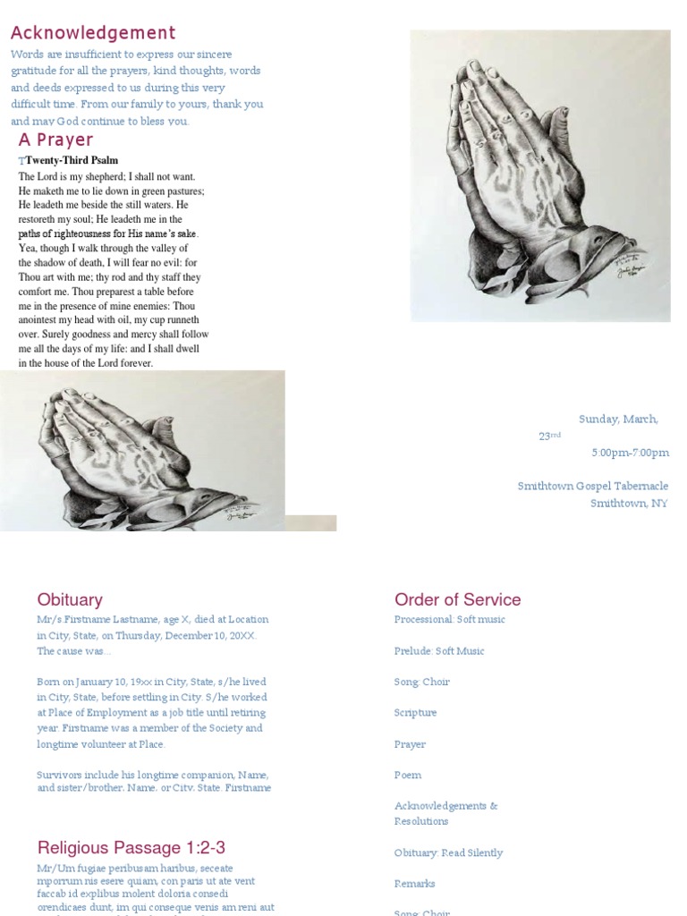 Funeral Program Acknowledgement | PDF