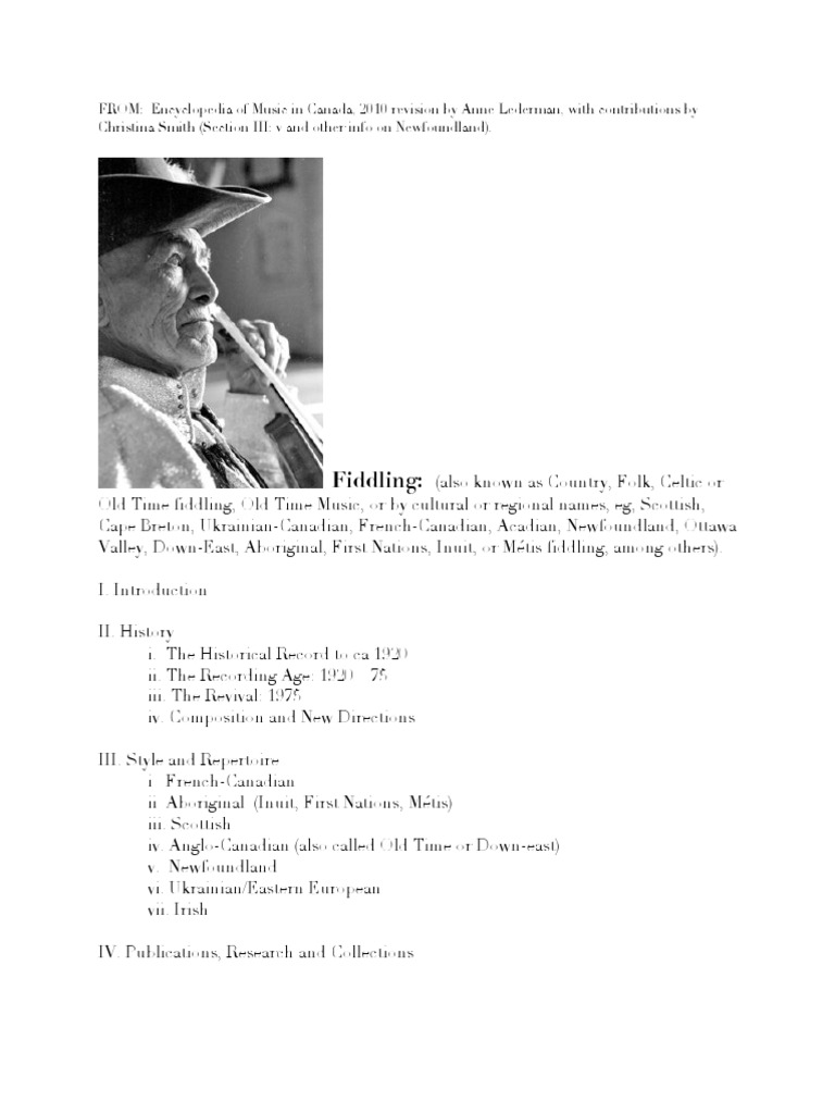 Evolution of Canadian Fiddle Music | PDF | Folk Music | First Nations