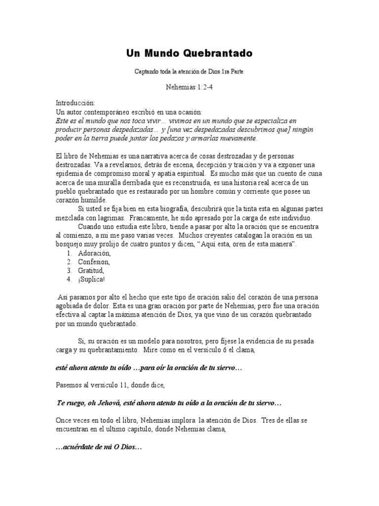 Nehemias 02 - Un Mundo Quebrantado | PDF | Oración | Jerusalén