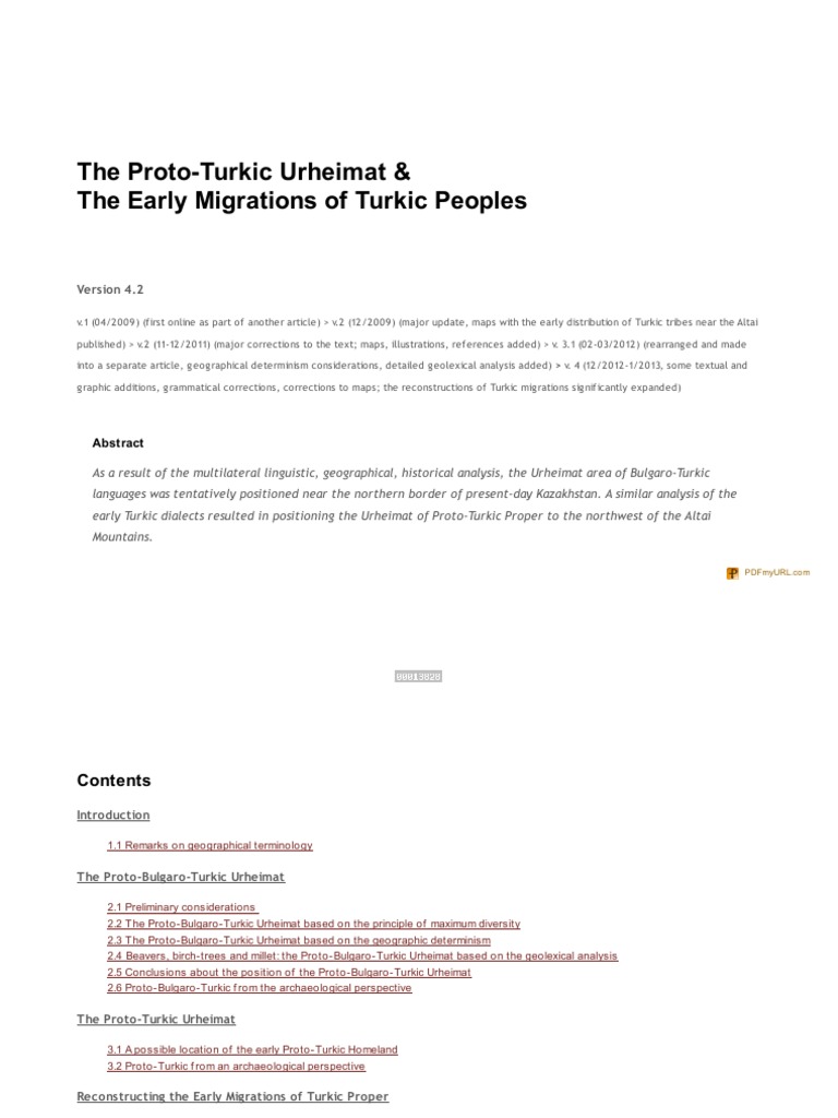 Proto-Turkic Migrations & Origins | PDF | Linguistics | Languages