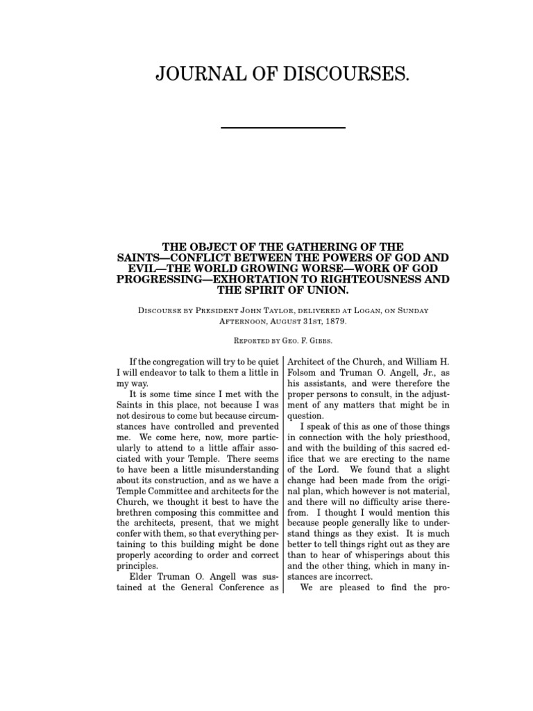 Journal of Discourses | PDF | Last Judgment | Joseph Smith
