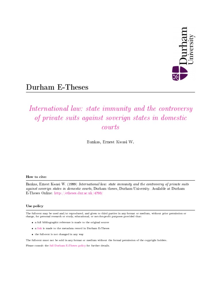 State Immunity and The Controversy of Private Suits Against Sovering ...