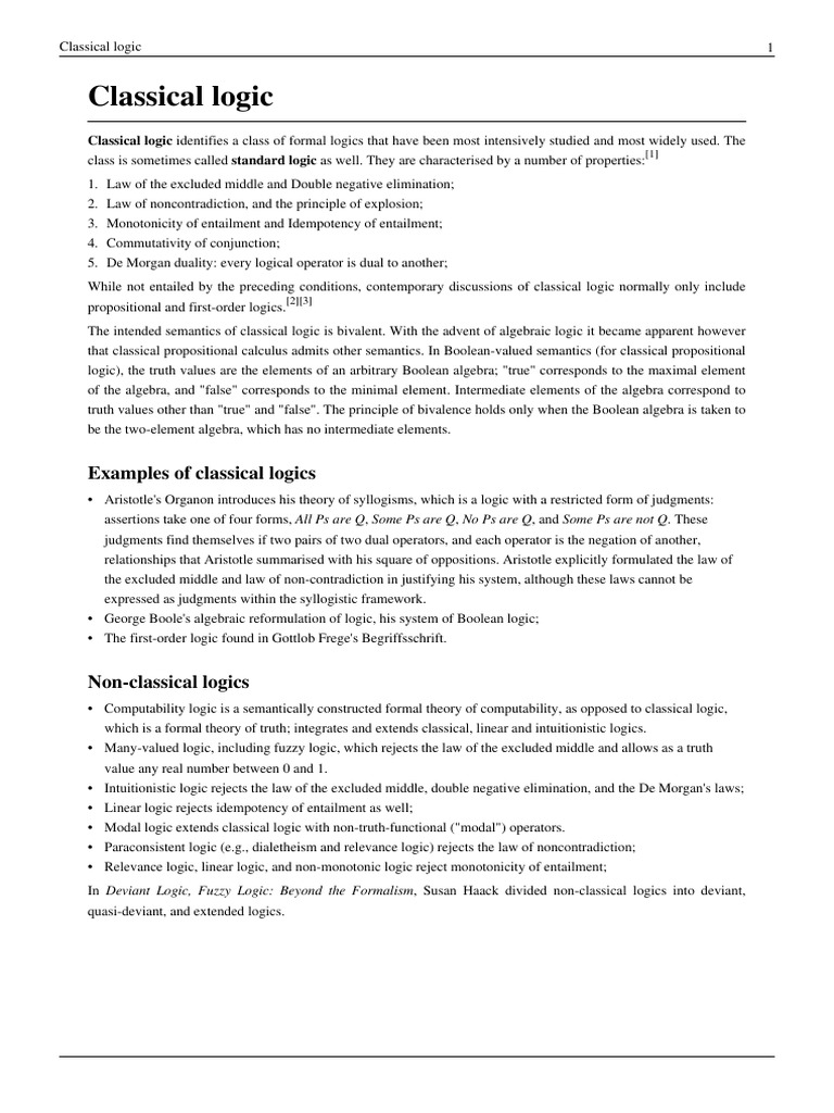 Classical Logic | Logic | Mathematical Logic