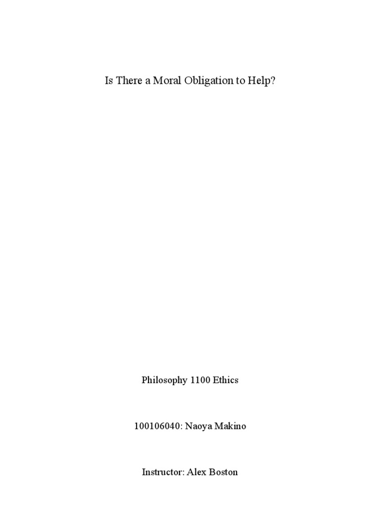 Moral Obligation to Help Others Debate | PDF | Aids | Rights