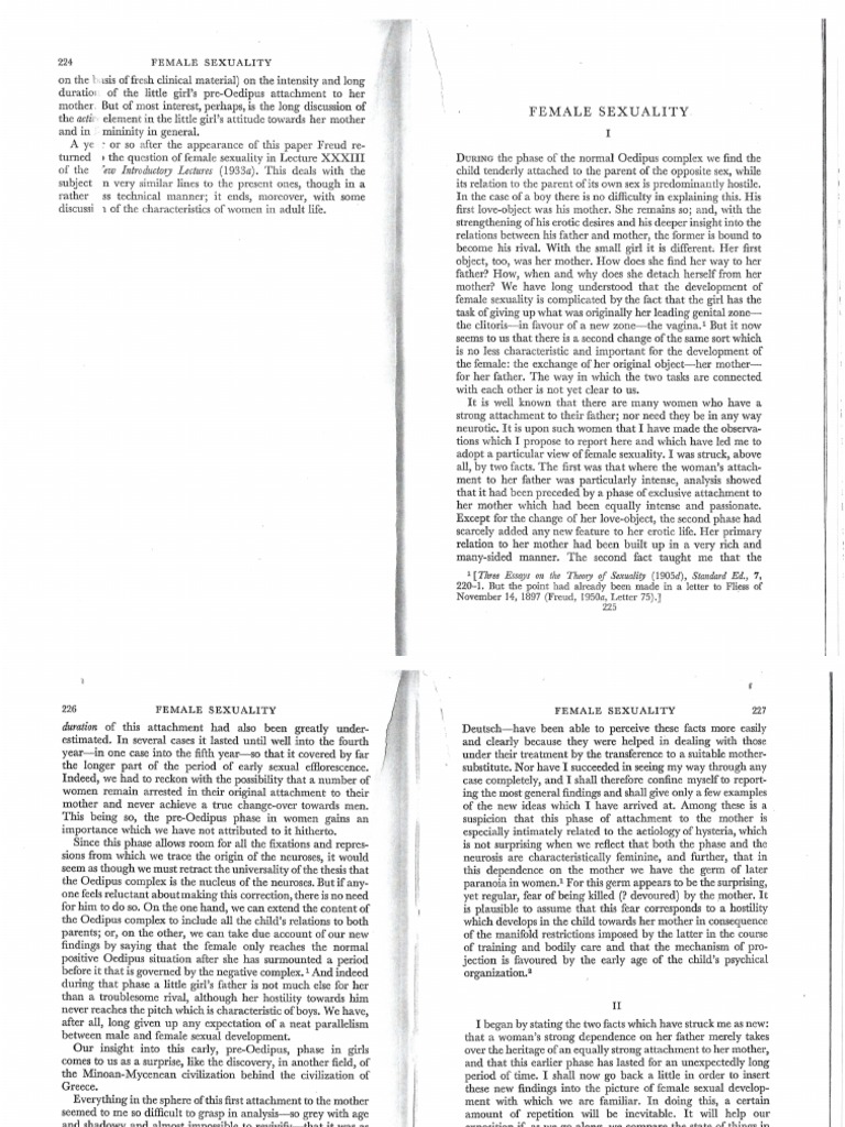 Freud, Female Sexuality | PDF | Psychiatry | Mammalian Sexuality