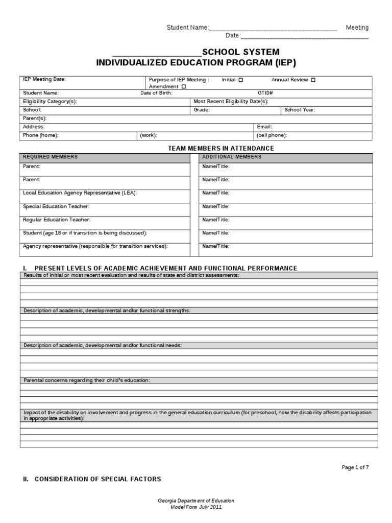 Iep Sample Form Revised 8-11 | PDF | Individualized Education Program | Pedagogy