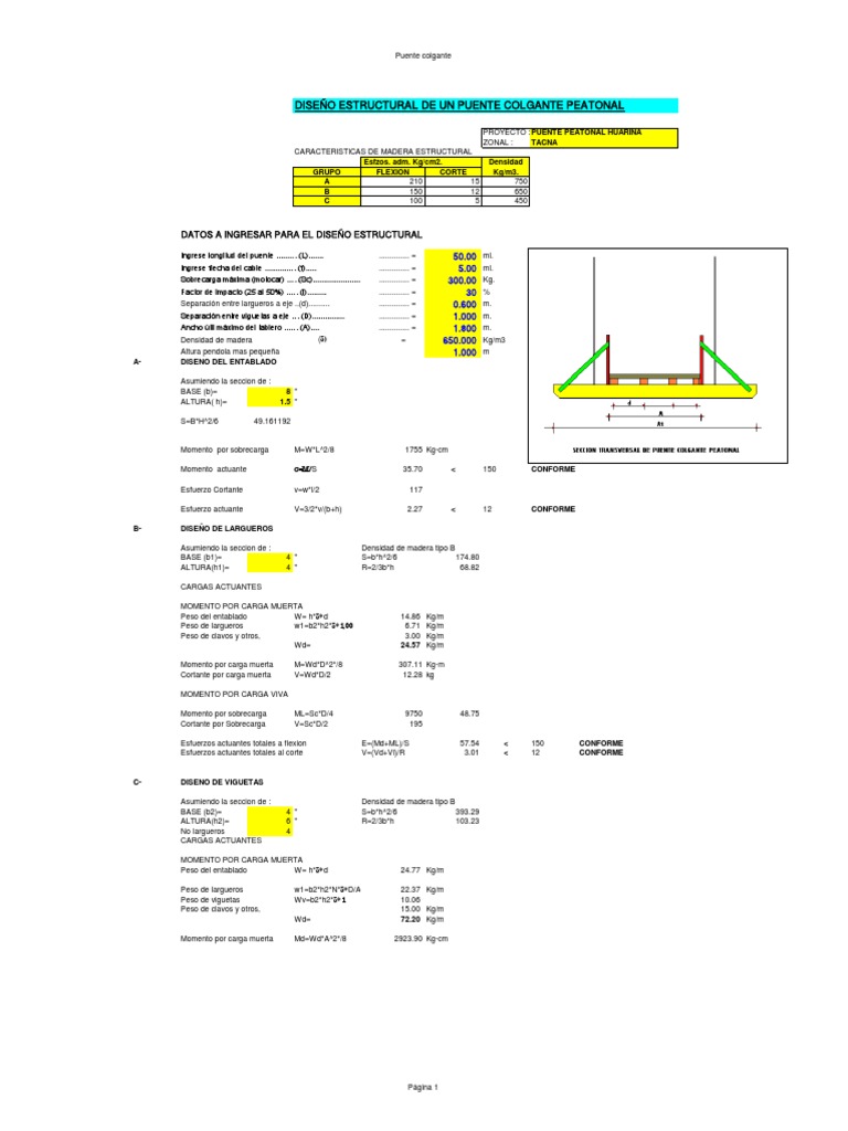 Diseño Estructural de Un Puente Colgante Peatonal | PDF | Fricción | Ingeniería mecánica