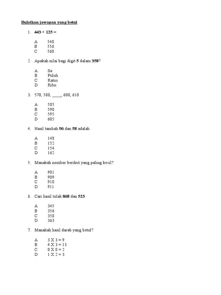 Latihan Matematik Tahun 2 dan 3 | PDF | Metode & Bahan Ajar