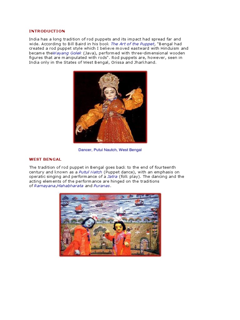 Tradition of rod puppets in India | PDF | Puppetry | Puppets