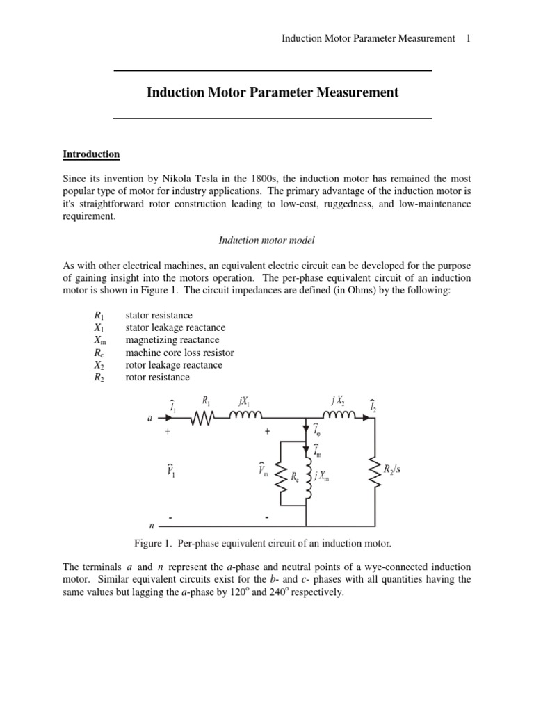 Induction Motor Parameter Measurement Pdf Electric Motor