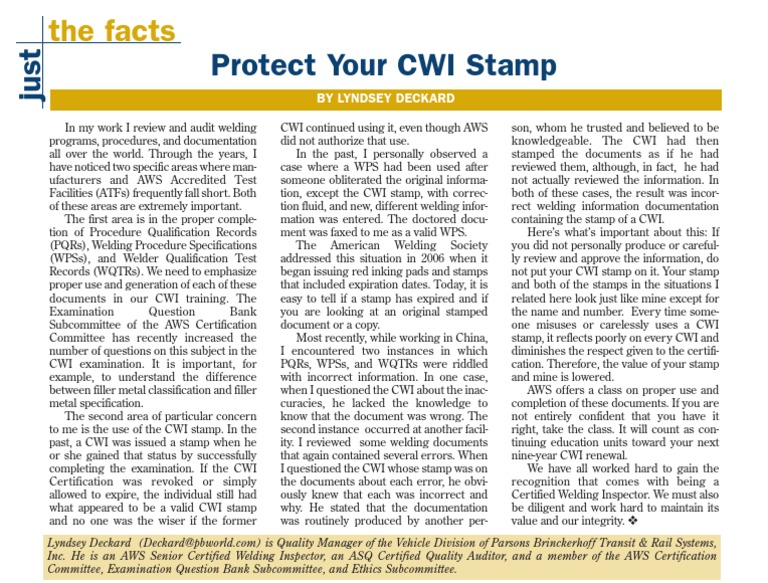 Protecting the CWI Stamp | Business