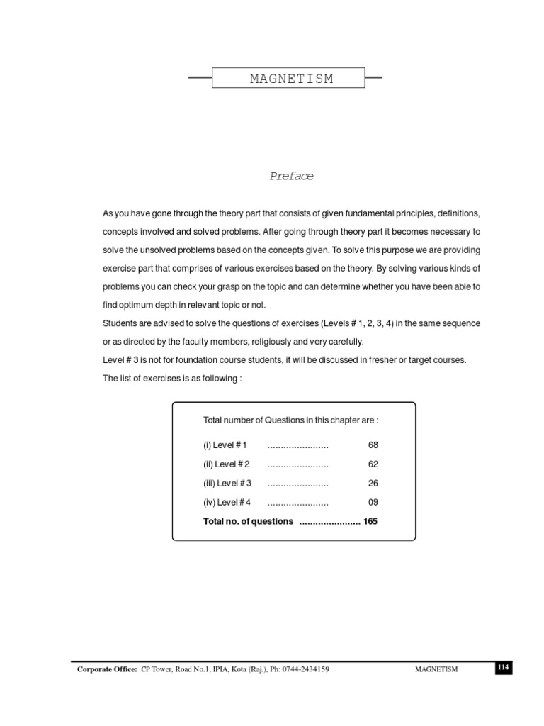 Magnetism Exercise | PDF | Magnetic Field | Ferromagnetism