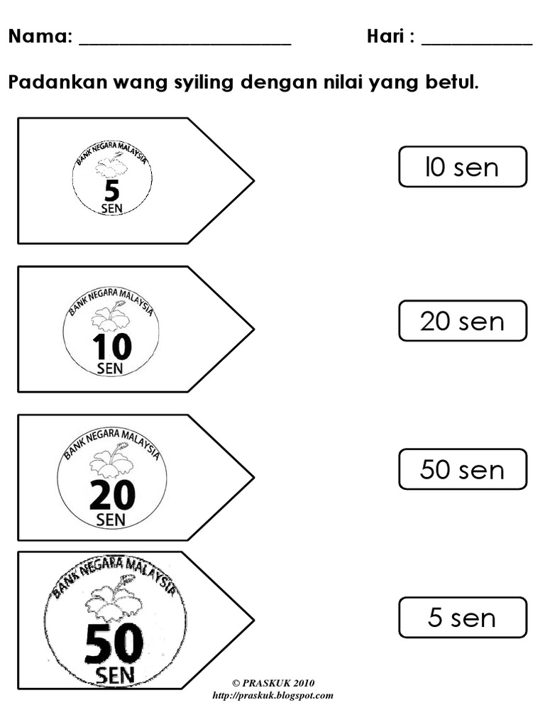 Padankan wang syiling dengan nilai | PDF