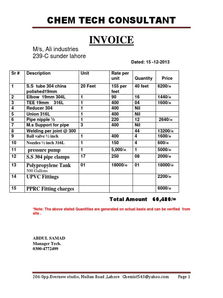 Invoice of Pipeline | PDF