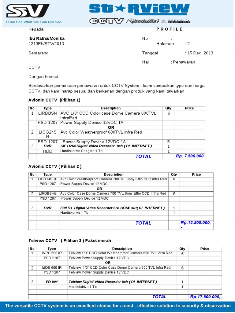 Penawaran Harga Sistem CCTV Semarang | PDF