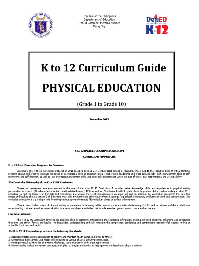 K To 12 Physical Education Curriculum Guide | PDF | Physical Education ...