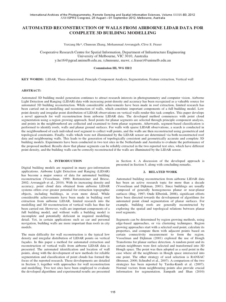 3 Automated Reconstruction Of Walls From Airborne Lidar Data For Complete 3d Building Modelling