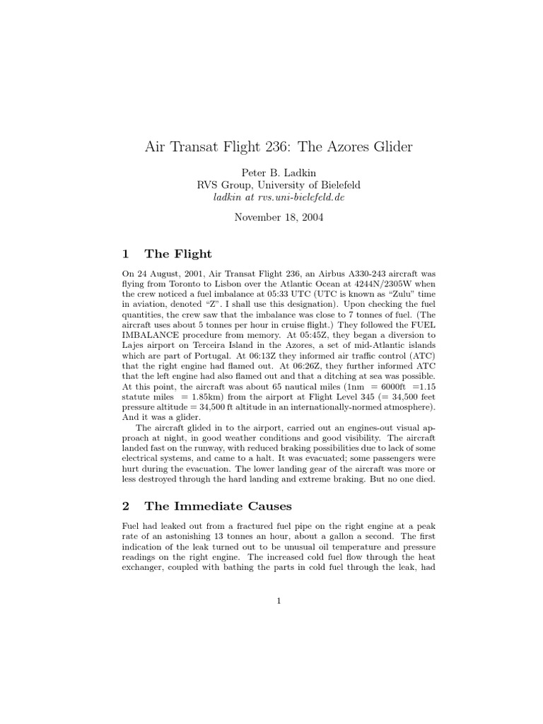 Air Transat Flight 236 the Azores Glider Air Crash Investigationbkbjjbb ...