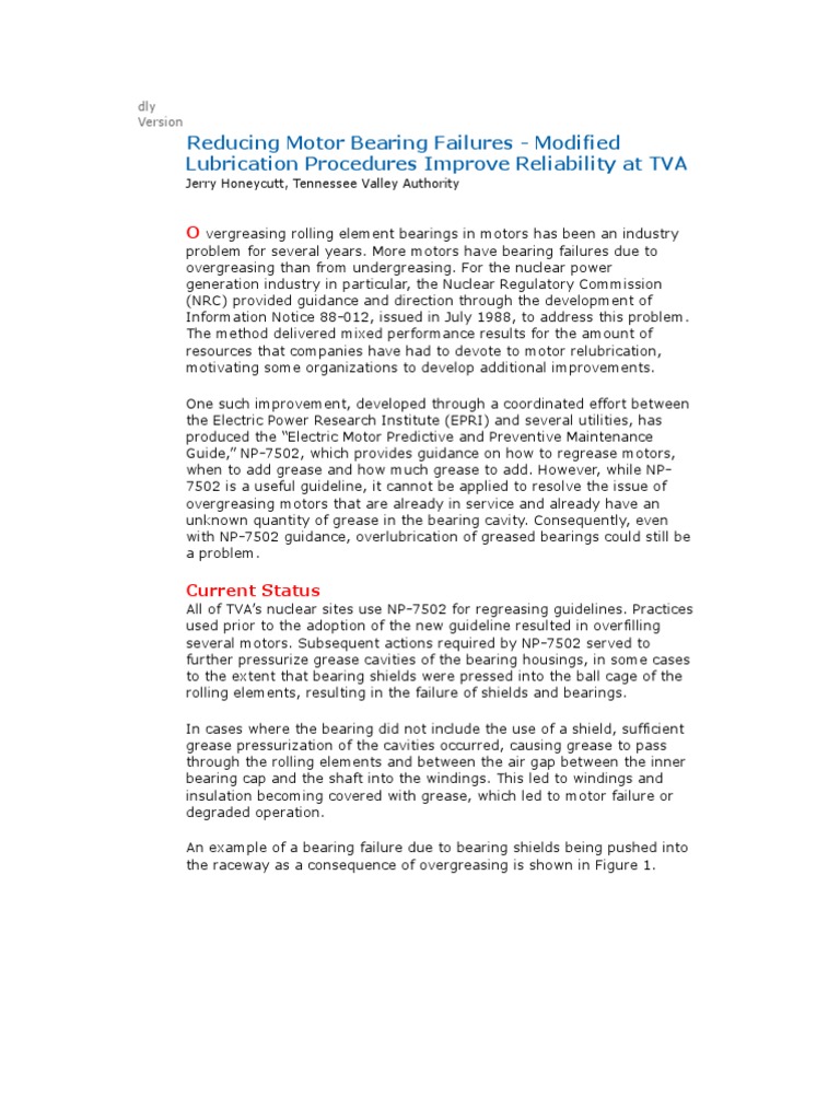 Over Greasing | PDF | Bearing (Mechanical) | Reliability Engineering