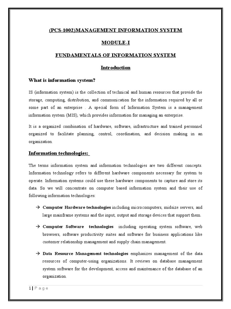 Management Information System | PDF | Information System | Information