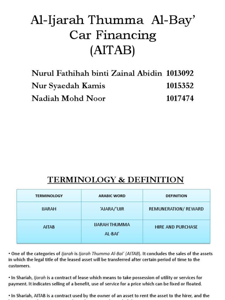 SLIDE The Concept of AITAB Car Financing | PDF | Islamic Banking And ...