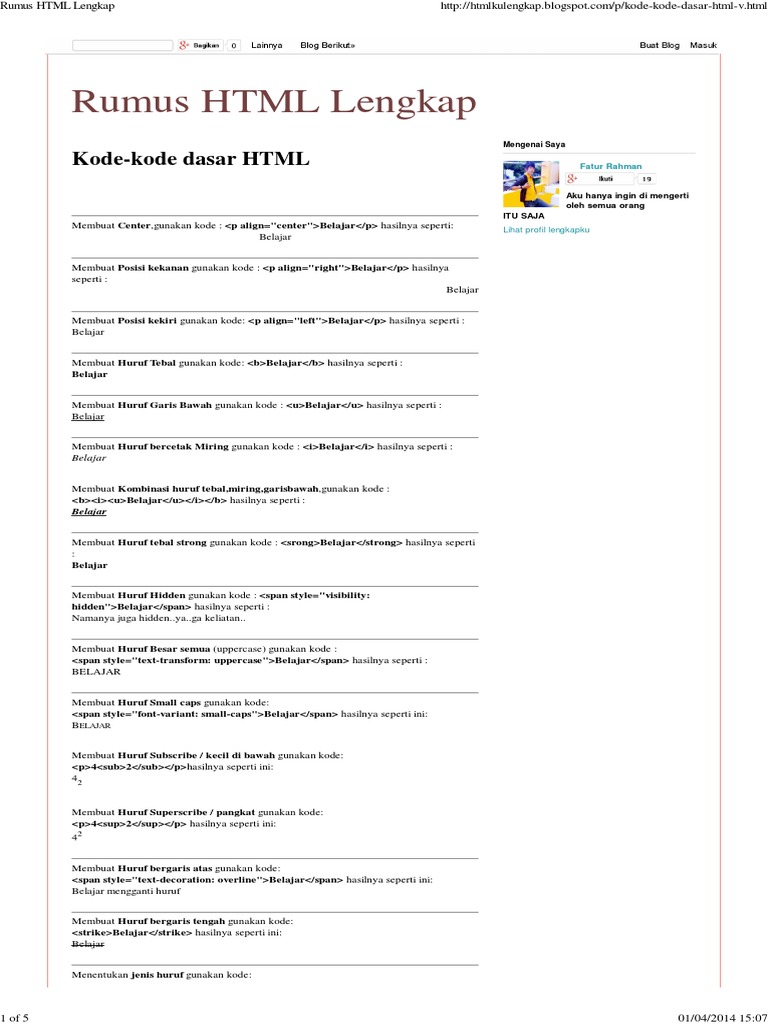 Rumus HTML Lengkap | PDF