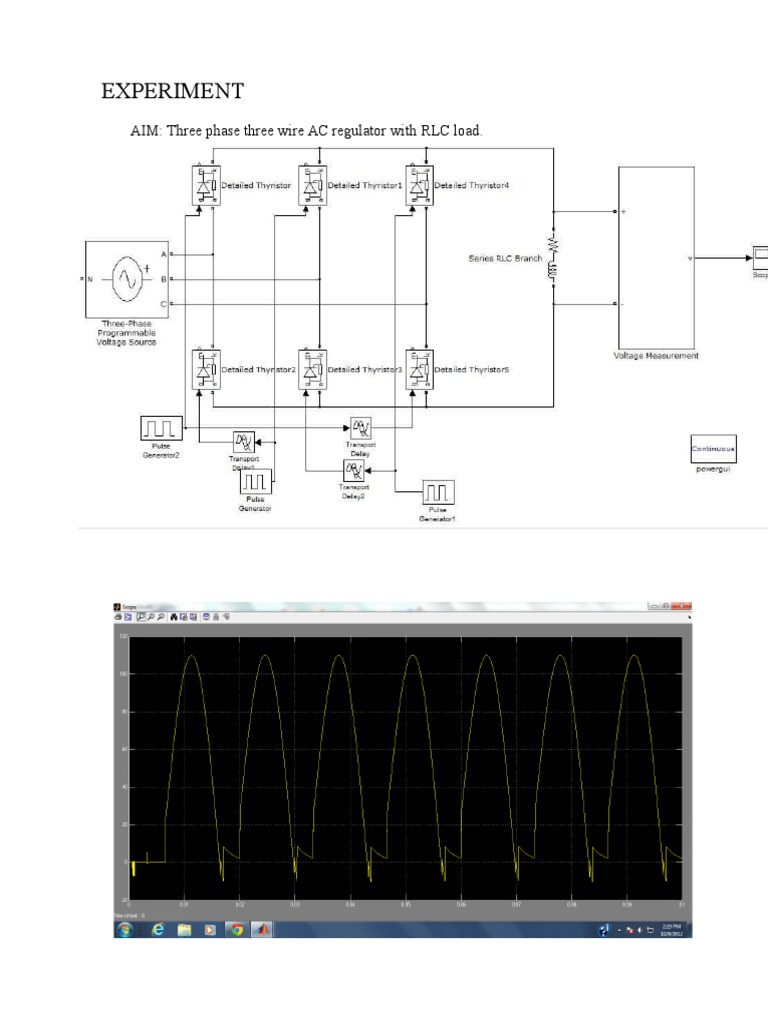 Experiment: AIM: Three Phase Three Wire AC Regulator With RLC Load | PDF