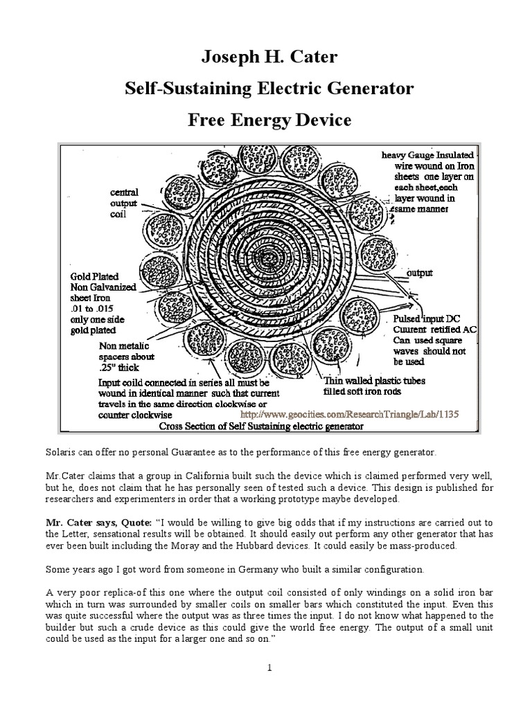 A Self-Sustaining Electric Generator - Orgone Flux Capacitor | PDF ...