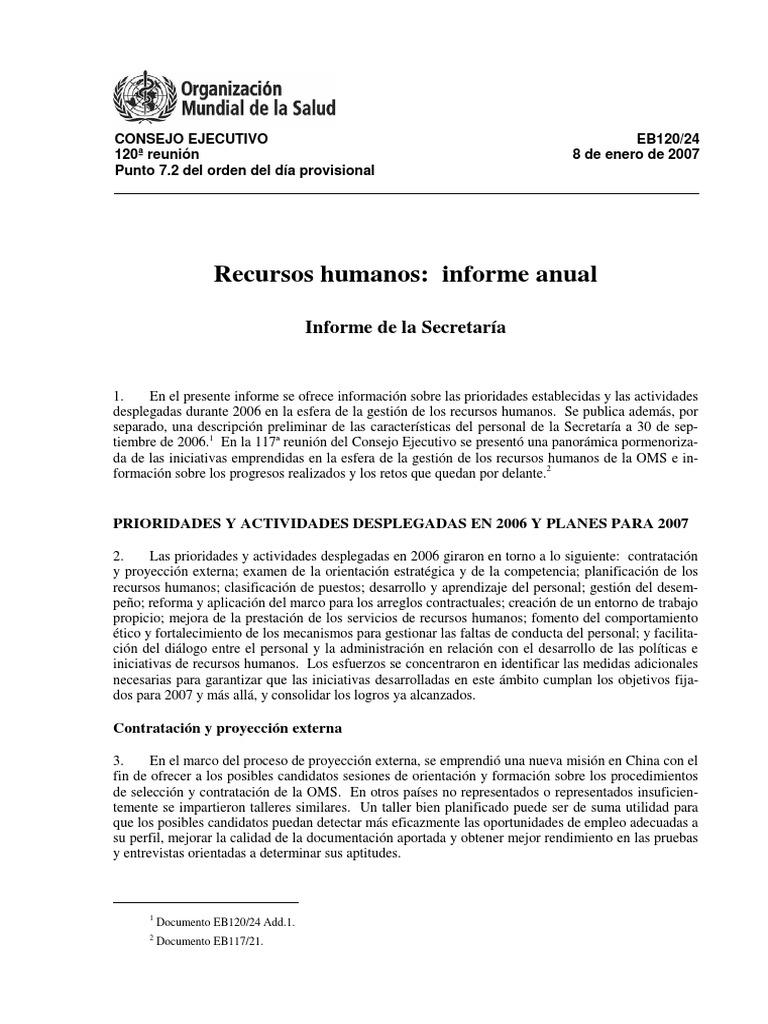 INFORME RECURSOS HUMANOS | Gestión de recursos humanos | Naciones Unidas