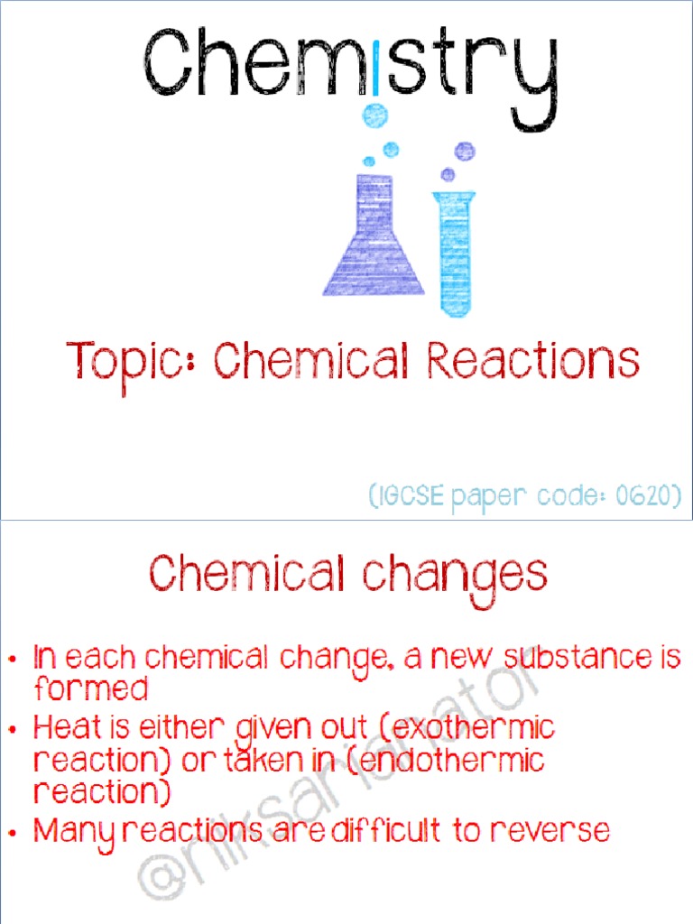 IGCSE Chemistry: Chemical Reactions _ Notes | Chemical Reactions | Unit ...