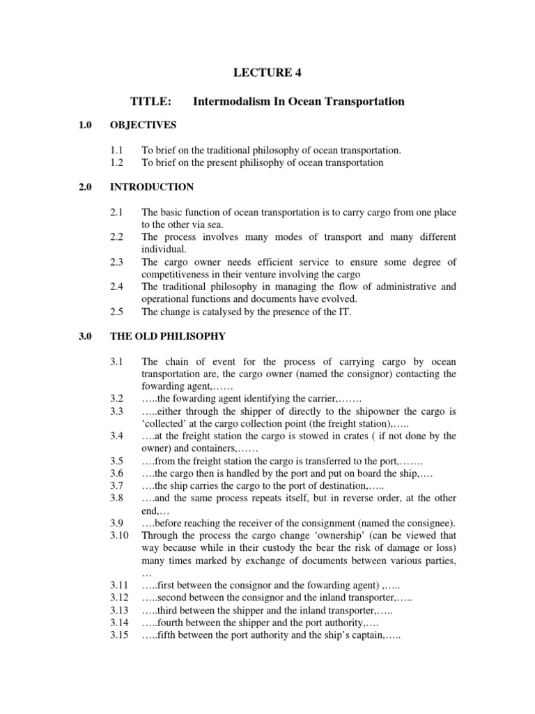 Title: Intermodalism in Ocean Transportation: 1.0 Objectives | PDF ...