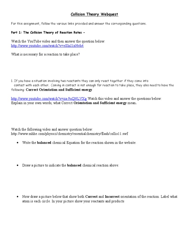 Collision-Theory Webquest | PDF | Chemical Reactions | Activation Energy