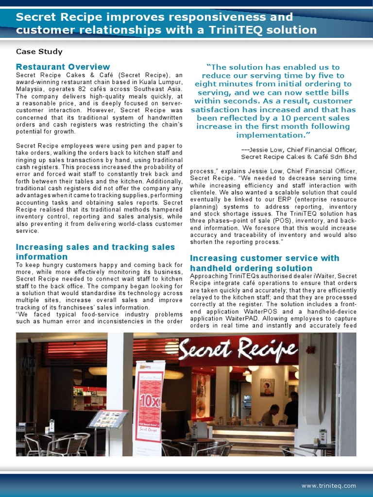 Secret Recipe Improves | PDF | Point Of Sale | Enterprise Resource Planning