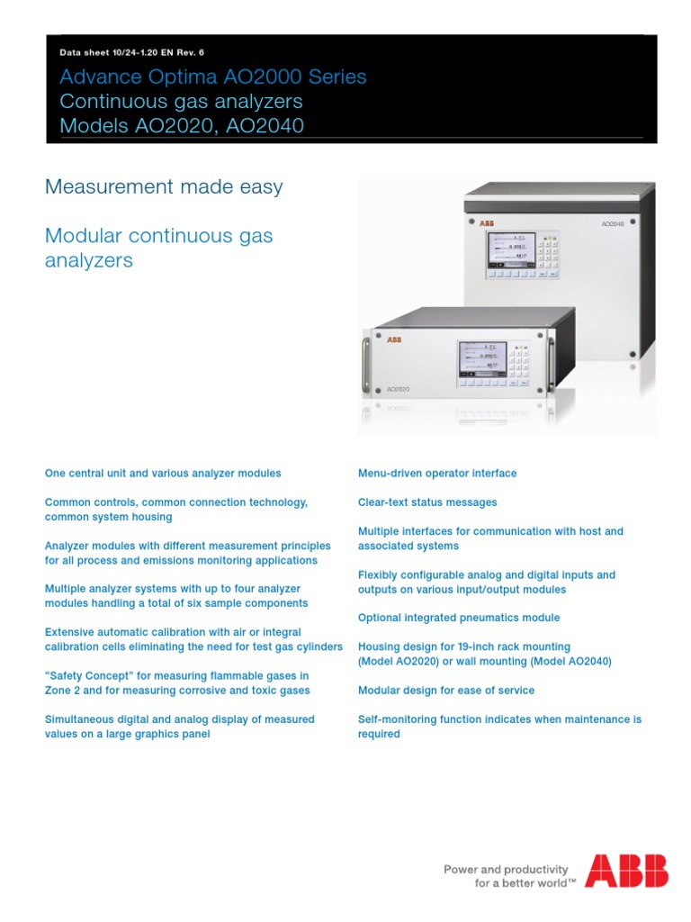 ABB Analyzer AO2020 | PDF | Gases | Programmable Logic Controller